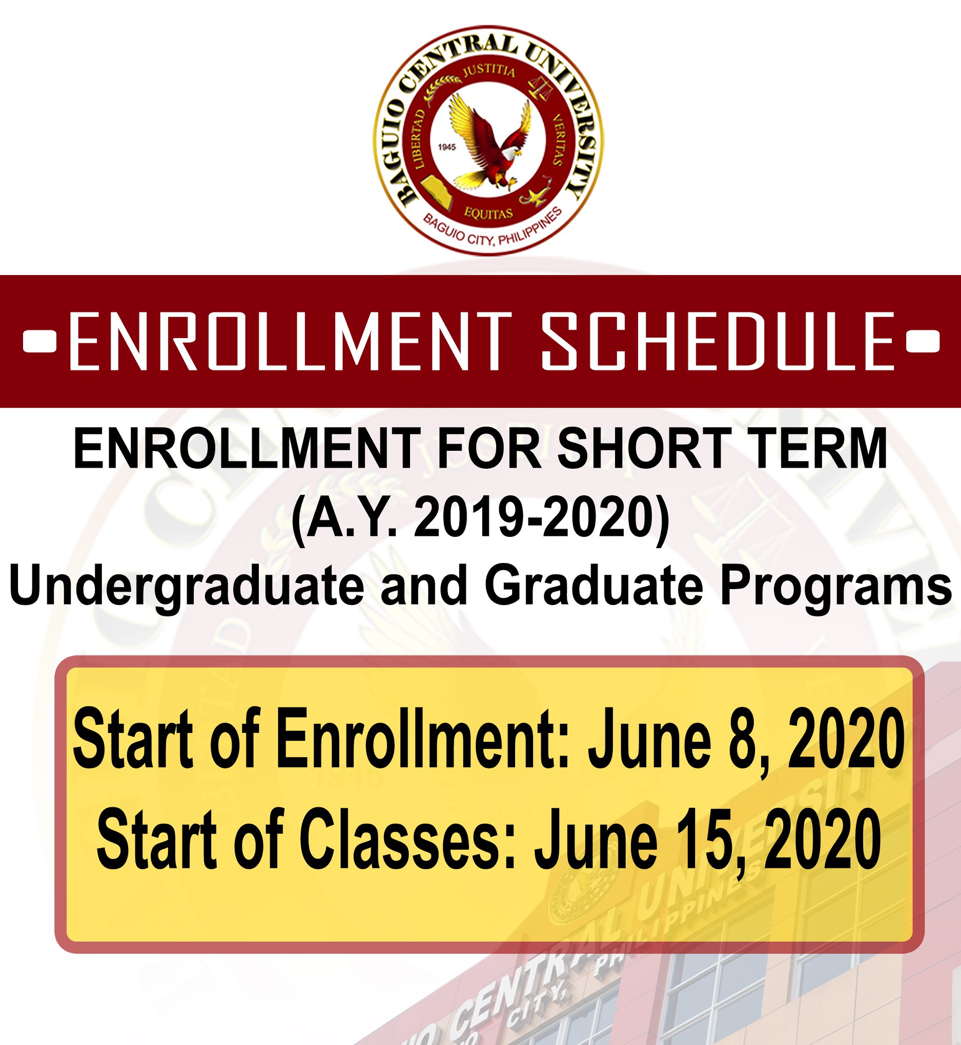 Enrollment Schedule for Short Term A.Y. 2019-2020 (Undergraduate ...